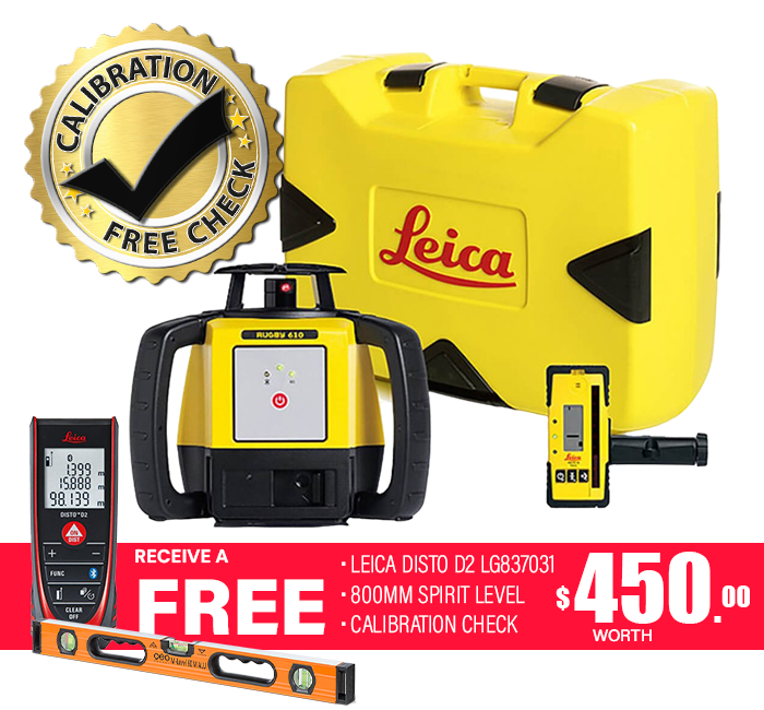 Leica Rugby 610 Rotating Laser with Rod Eye, Li-ion & Slope